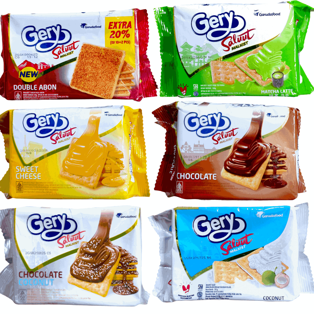 Jual Gery Salutt Malkist Berat 90 Gram Rasa Abon Cokelat Matcha Cokelat ...