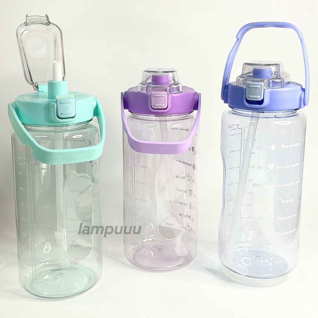 Jual Botol Minum Motivasi Free Stiker 2D viral BENING 2000ML/2 Liter ...