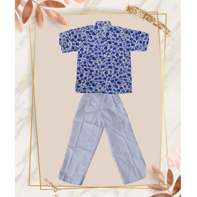 Jual Seragam TK/Paud Batik Najwa Biru Baju Batik TK/Paud Batik Biru ...