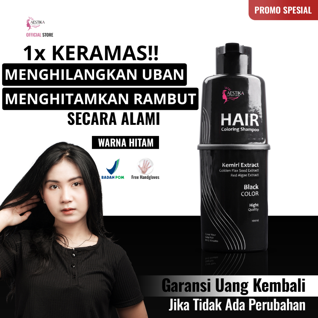 Jual Aestika Black Hair Coloring Shampoo - Penghitam Rambut Uban ...