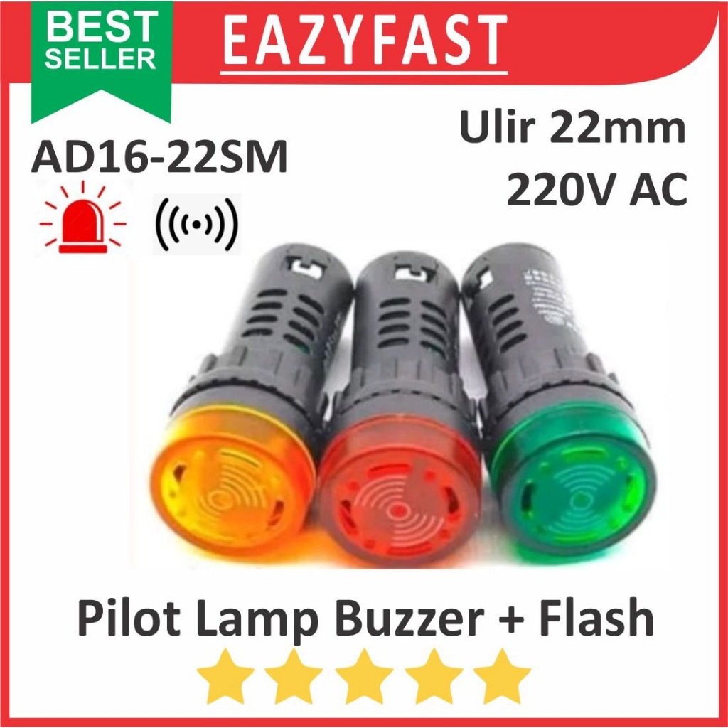Jual Pilot Lamp LED Flash Buzzer Beep AD16-22WM Blink 22mm 220V AC 220 Volt Ligh Signal Alarm ...