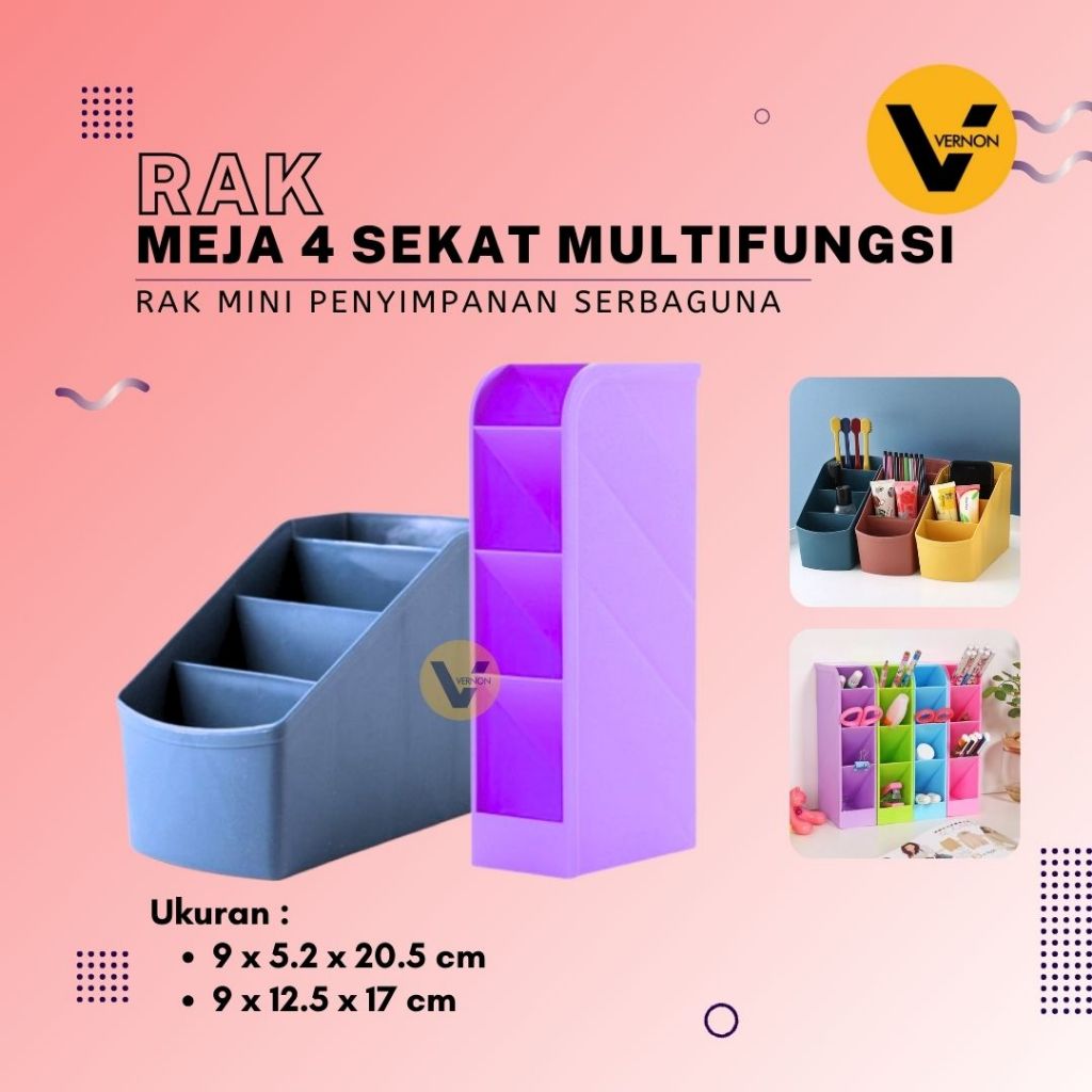 Jual Rak Mini 4 Sekat Rak Meja Tempat Kotak Alat Tulis Rak Tempat Make ...