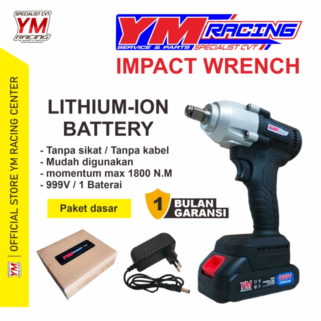 Jual IMPACT WRENCH 1800 N.M 999V LITHIUM-ION BATTERY / TORQUE GUN ...