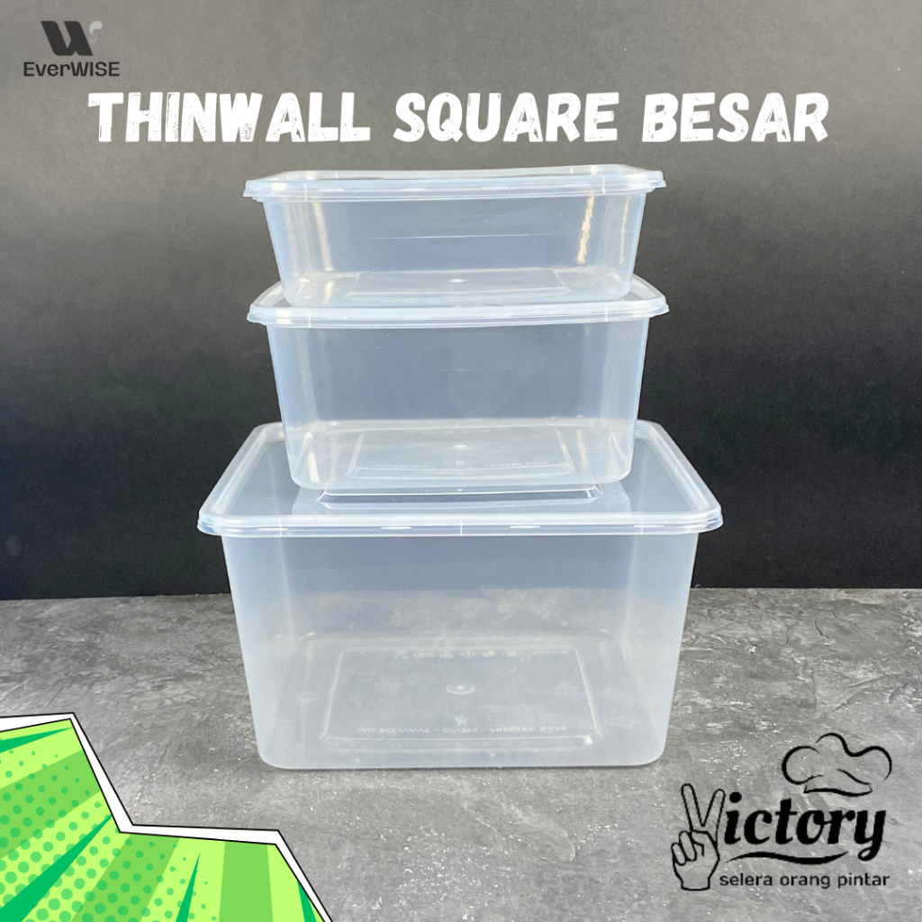 Jual Thinwall VICTORY Square / Persegi BESAR Plastik + Tutup | Uk ...