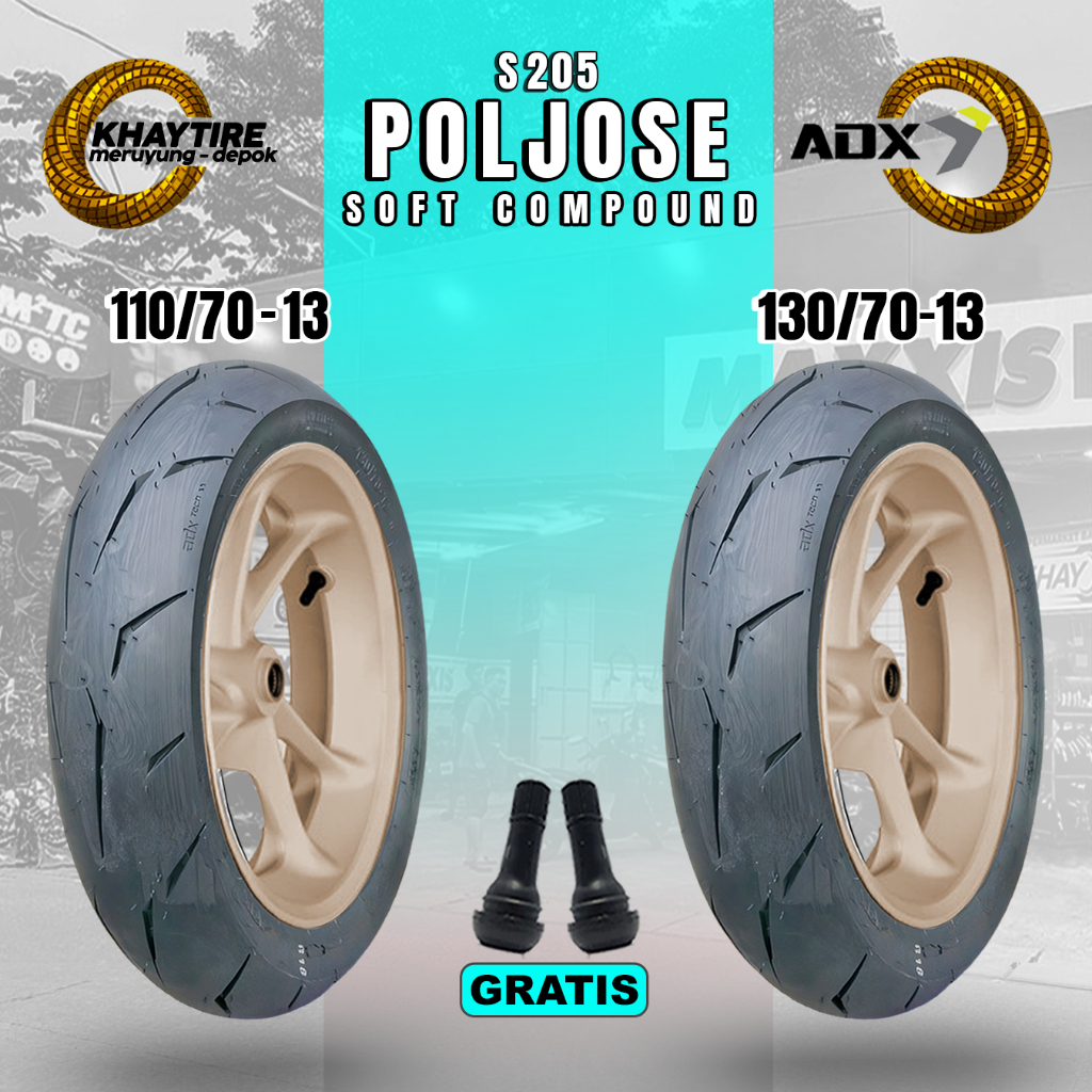 Jual Paket Ban Motor NMAX Soft Compound ADX POLJOSE S205 110/70-13 ...