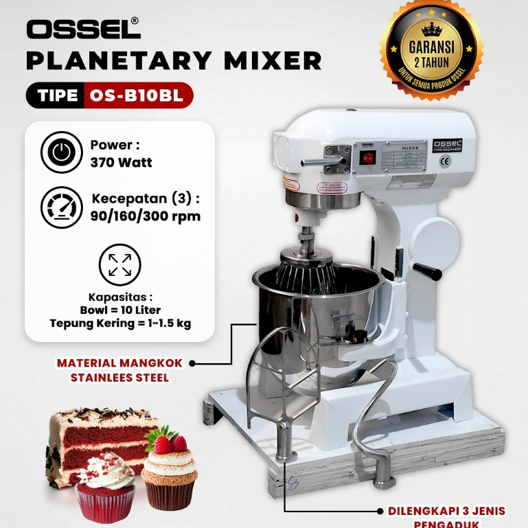 Jual OSSEL Planetary Mixer Kue 10 Liter Mixer Pengaduk Adonan Roti ...