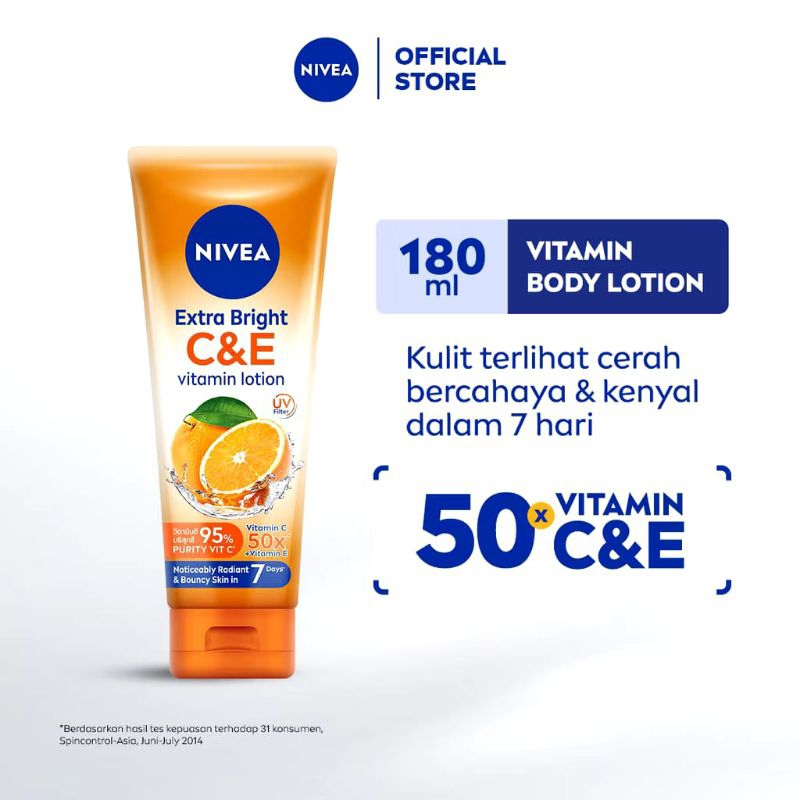 Jual Nivea Extra Bright C & E Vitamins Lotion Body Lotion 180ml | Shopee Indonesia