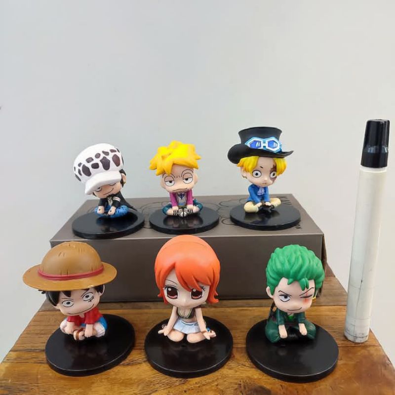 Jual mainan action figure one piece chibi luffy nami zoro sanji nami ...