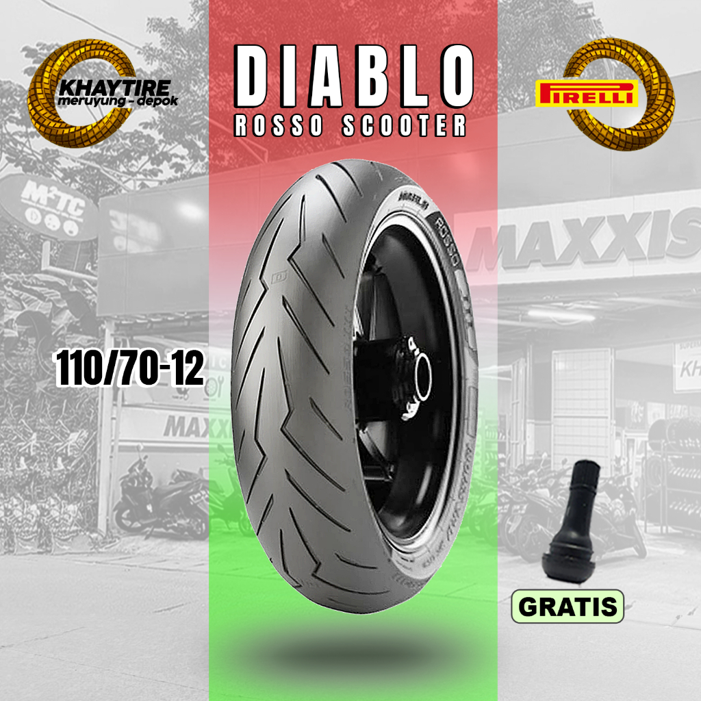 Jual Ban Motor Vespa Matic PIRELLI DIABLO ROSSO SCOOTER 110/70 Ring 12 Tubeless | Shopee Indonesia