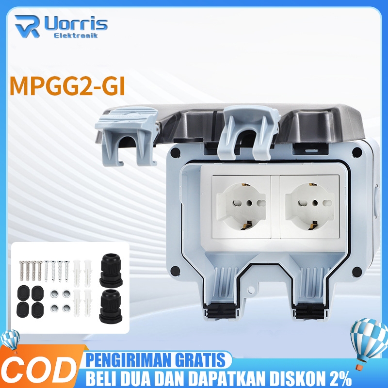 Jual Stop Kontak Double 2 OB Cover Model Broco Atlantic Waterproof ...