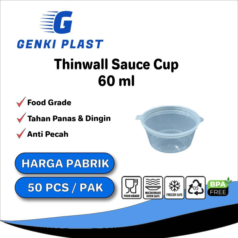 Jual Plastik Cup Sauce 60 ml Thinwall isi 50 pcs / Tempat Saus Sambal ...