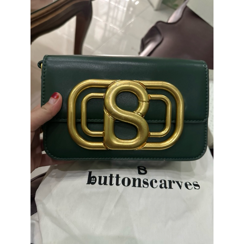 Jual Briana Buttonscarves Bag Green+Dusbag | Shopee Indonesia