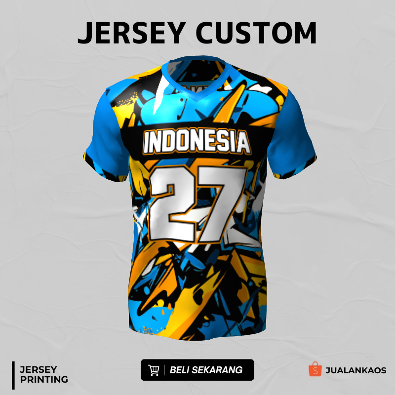 Jual Kaos Jersey Futsal Retro Vintage Biru Kuning Hitam Motif Abstrak ...