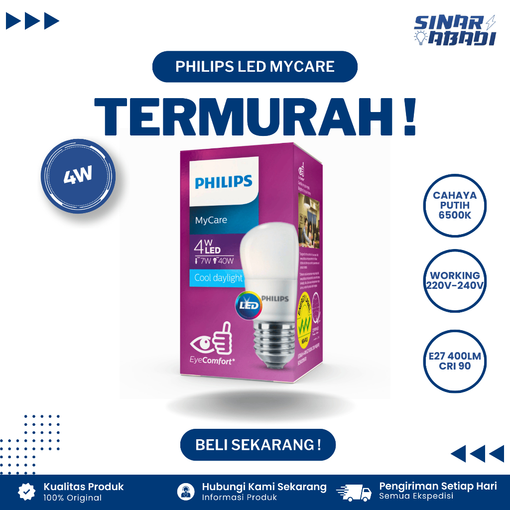 Jual Philips LED MyCare 4W Mini E27 6500K (Putih) | Shopee Indonesia