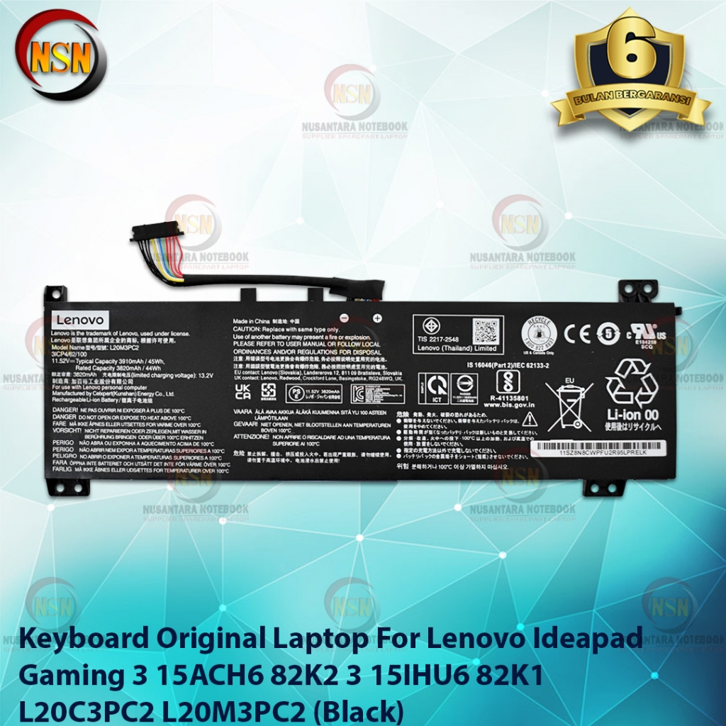 Jual Baterai Original Laptop L20C3PC2 L20M3PC2 For Lenovo Ideapad ...