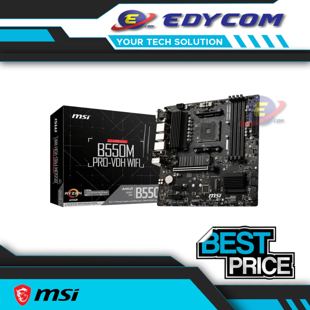 Jual Motherboard MSI B550M Pro-VDH Wifi (AM4, AMD Promontory B550, DDR4 ...