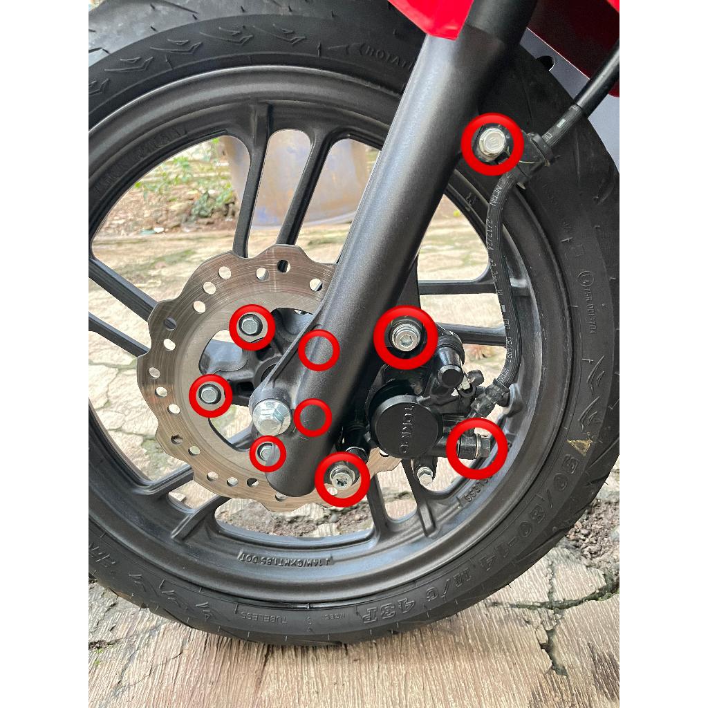 Jual BAUT BREKET + REM + BANJO + DISK 5 KALIPER DEPAN ( 9 BAUT ) VARIO ...