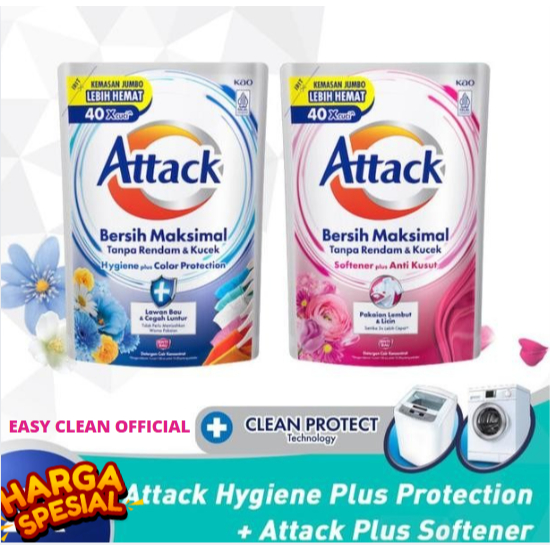 Jual Attack Plus Softener Deterjen Cair Semua Jenis Mesin Cuci Hygiene 1200ml | Shopee Indonesia