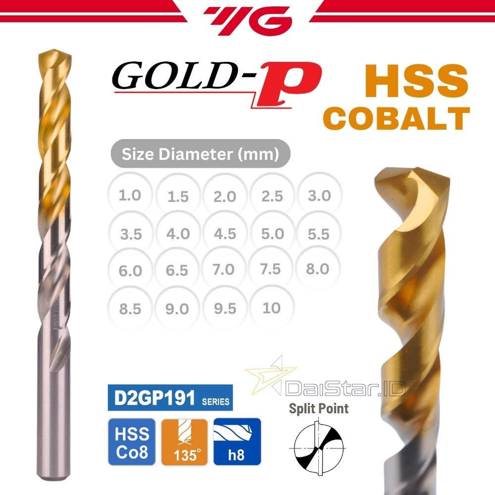 Jual Mata Bor Gold-P HSS Cobalt 1|1.5|2|2.5|3|3.5|4|4.5|5|5.5|6|6.5|7|7 ...