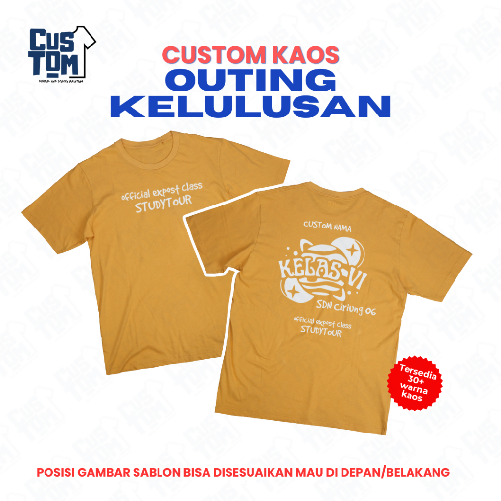Jual Kaos Custom Outing Kelas Bebas Desain Bisa Ganti Nama - Tulisan ...