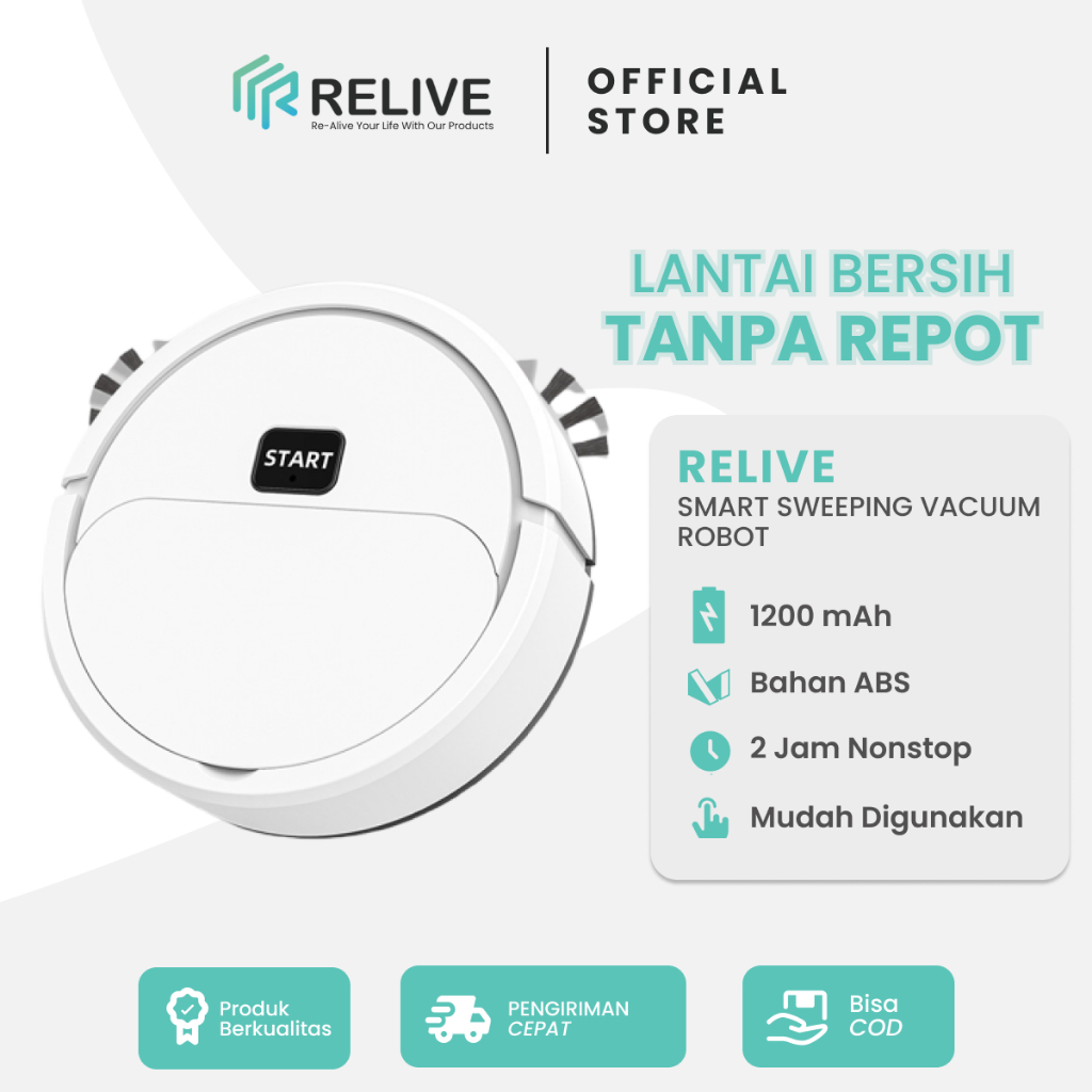 Jual Relive Smart Robot Vacuum Cleaner 3 IN 1 | Penyedot Debu Lantai Rumah Pintar Sapu Otomatis ...