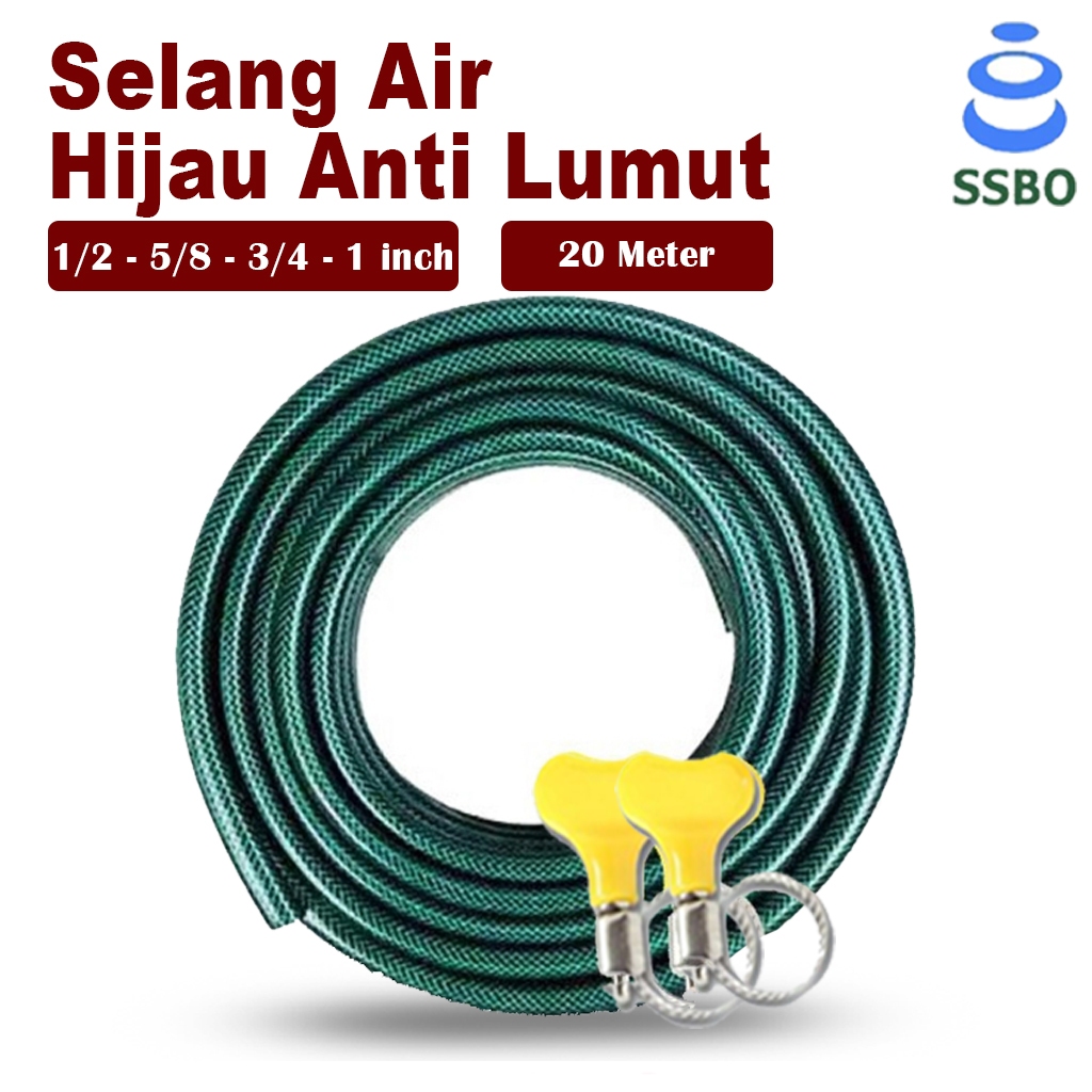 Jual SSBO Selang Air Hijau Anti Lumut 20 Meter 1 Rol Selang Air 1/2 5/8 3/4 1 Inch SelangTaman ...