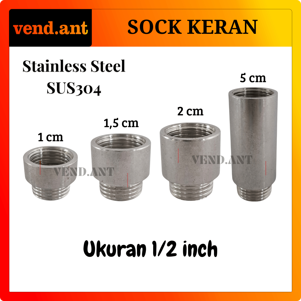 Jual Socket Sock Keran Nepel Sok Sambungan Kran Drat Luar Dalam 1/2 ...