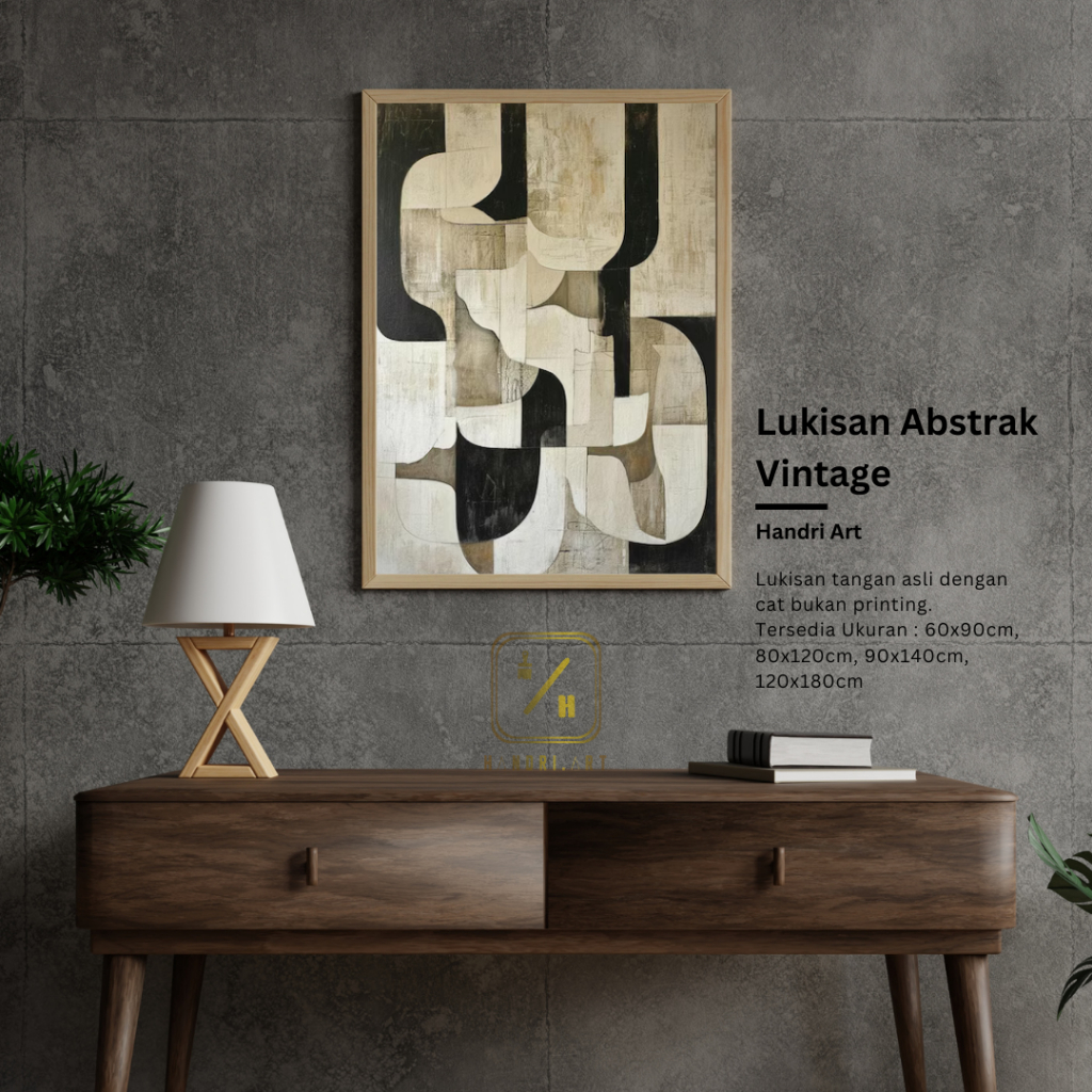 Jual Lukisan Abstrak Minimalis Industrial Vintage | Posisi Portrait ...