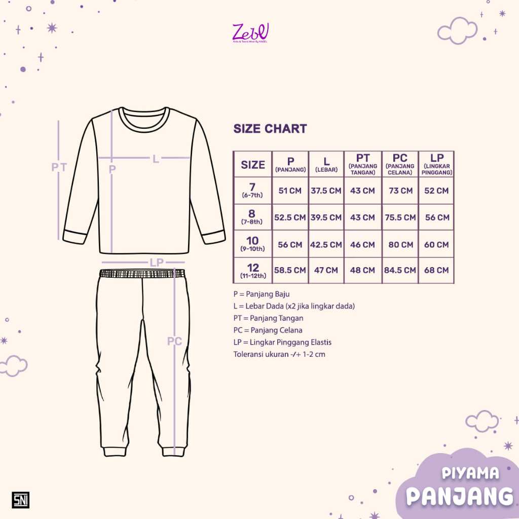 Jual Zebe Piyama Panjang (1 Stel, 7-12 tahun) | Shopee Indonesia