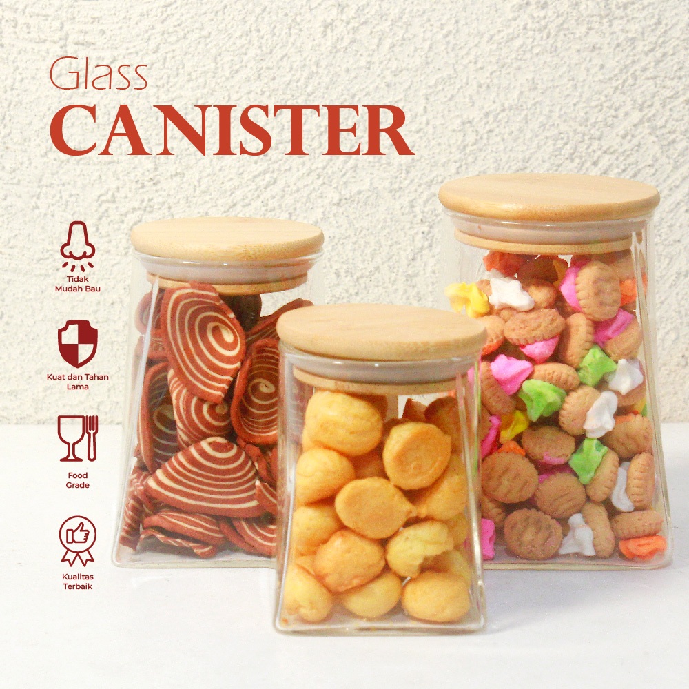 Jual Toples Kaca Borosilikat Tutup Bulat Glass Canister Piramid ...