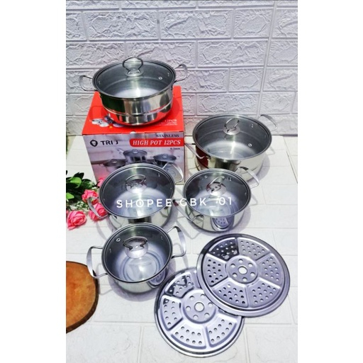 Jual COD 2 KG HIGH POT SET PANCI KUKUSAN STEAMER HIGHPOT TRI J PANCI ...