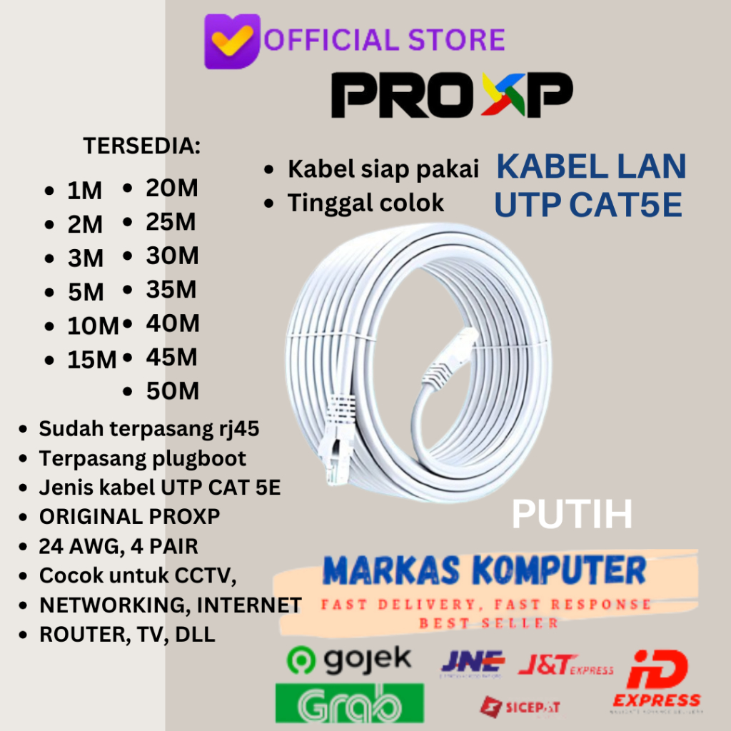 Jual Kabel LAN CAT 5e Internet Jaringan Cat 5E UTP SIAP PAKAI PROXP ...