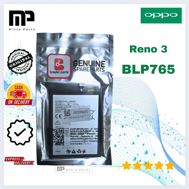 Jual BATERAI OPPO RENO 3 BLP765 BRADERPARTS | Shopee Indonesia