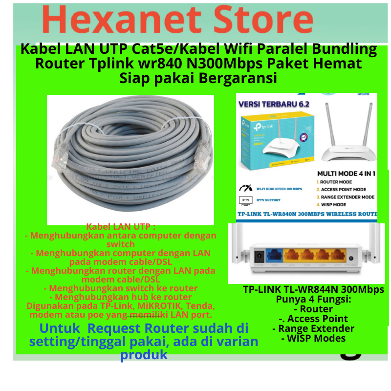 Jual Kabel LAN UTP Indoor Cat5e Kabel Wifi 10m 15m 20m 25m 30m 35m 40m ...