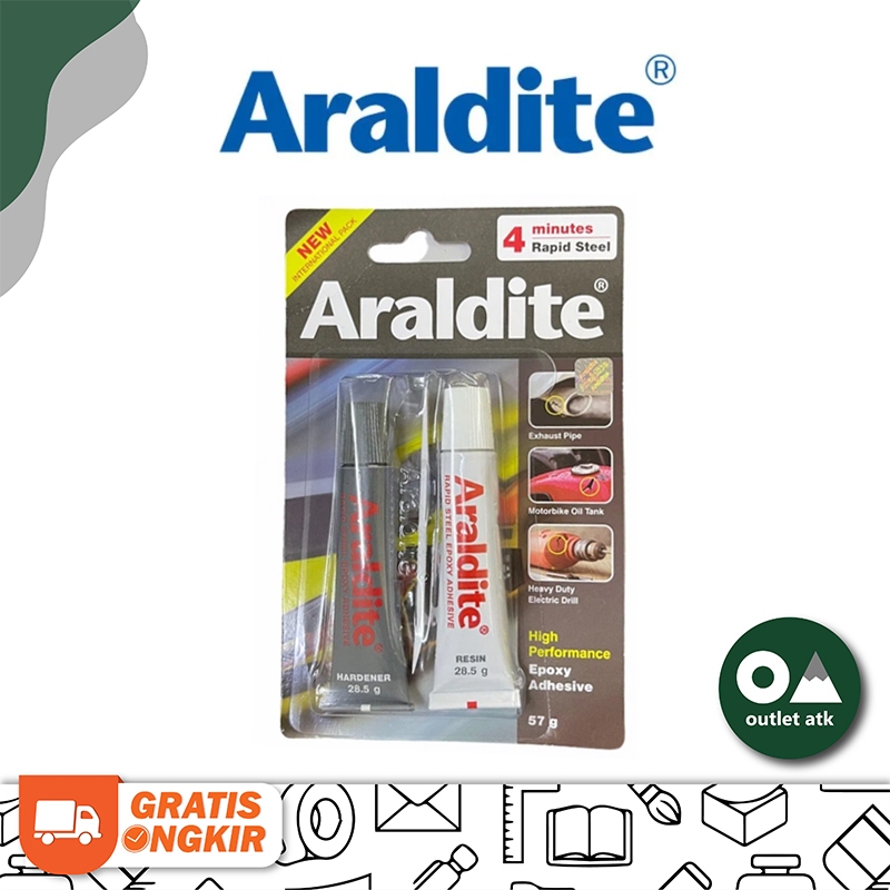 Jual Lem Epoxy Besi Plastik Araldite Rapid Steel 4 minute Serbaguna ...