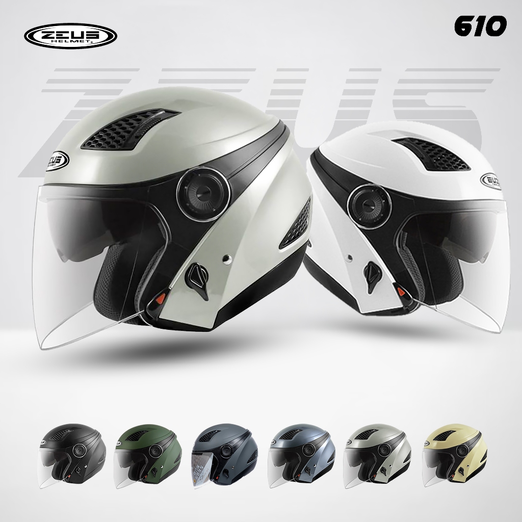 Jual ZEUS ZS 610 HALF FACE DOUBLE VISOR | Shopee Indonesia