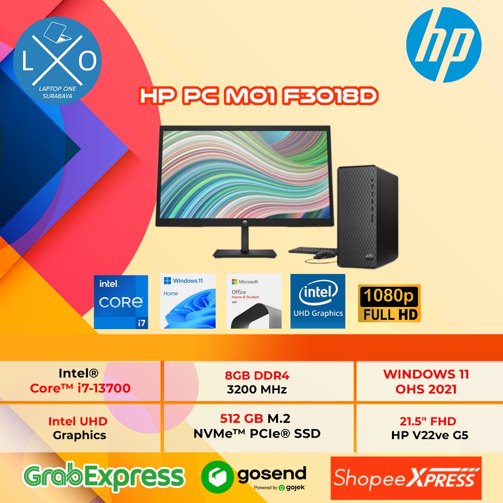 Jual HP PC M01 F3018D I7 13700 8GB 512GB W11+OHS BLK + MONITOR V22 | Shopee Indonesia