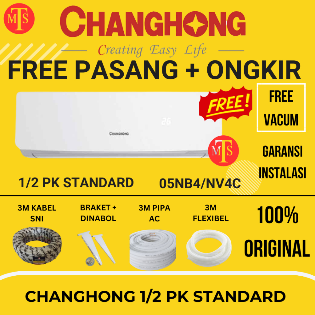 Jual TERMURAH AC CHANGHONG 1/2 PK STANDARD / AC 1/2 PK CHANGHONG 05NB4 ...