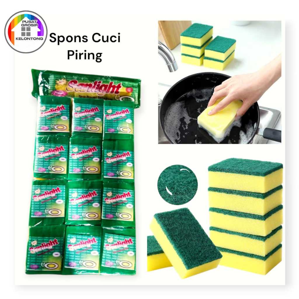 Jual Sanlight Spons Cuci Piring 1 RENCENG ISI 24 PCS - Hemat, Awet, dan ...