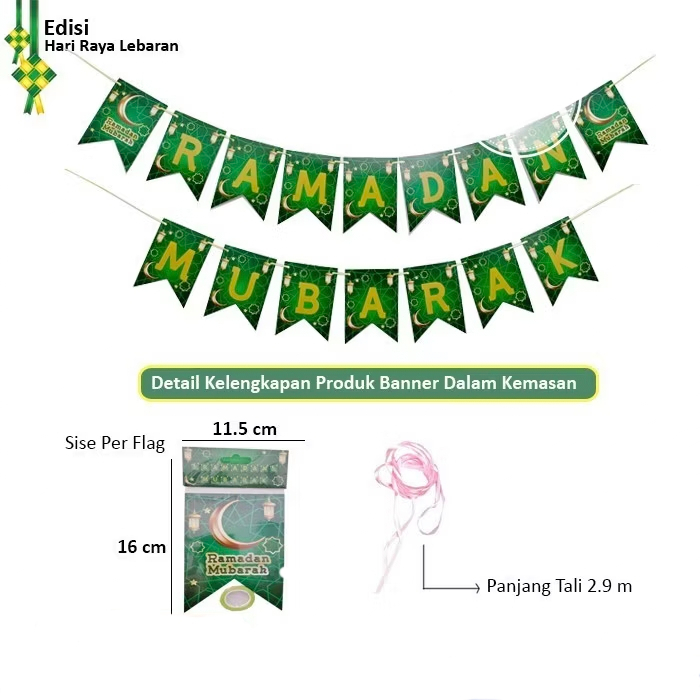 Jual BANNER RAMADHAN MUBARAK HIJAU / BUNTING RAMADHAN / BACKDROP ...