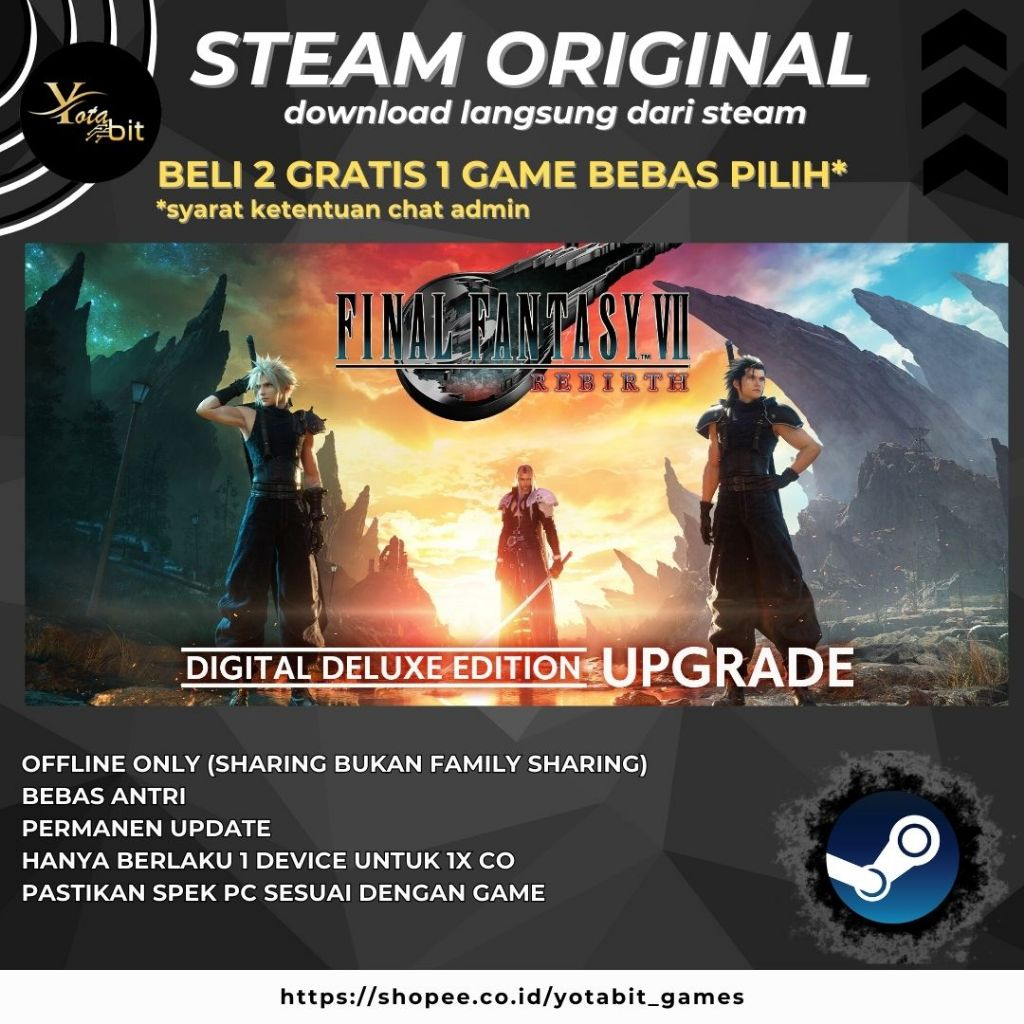 Jual FINAL FANTASY VII REBIRTH Deluxe Edition PC Game Sharing Original ...