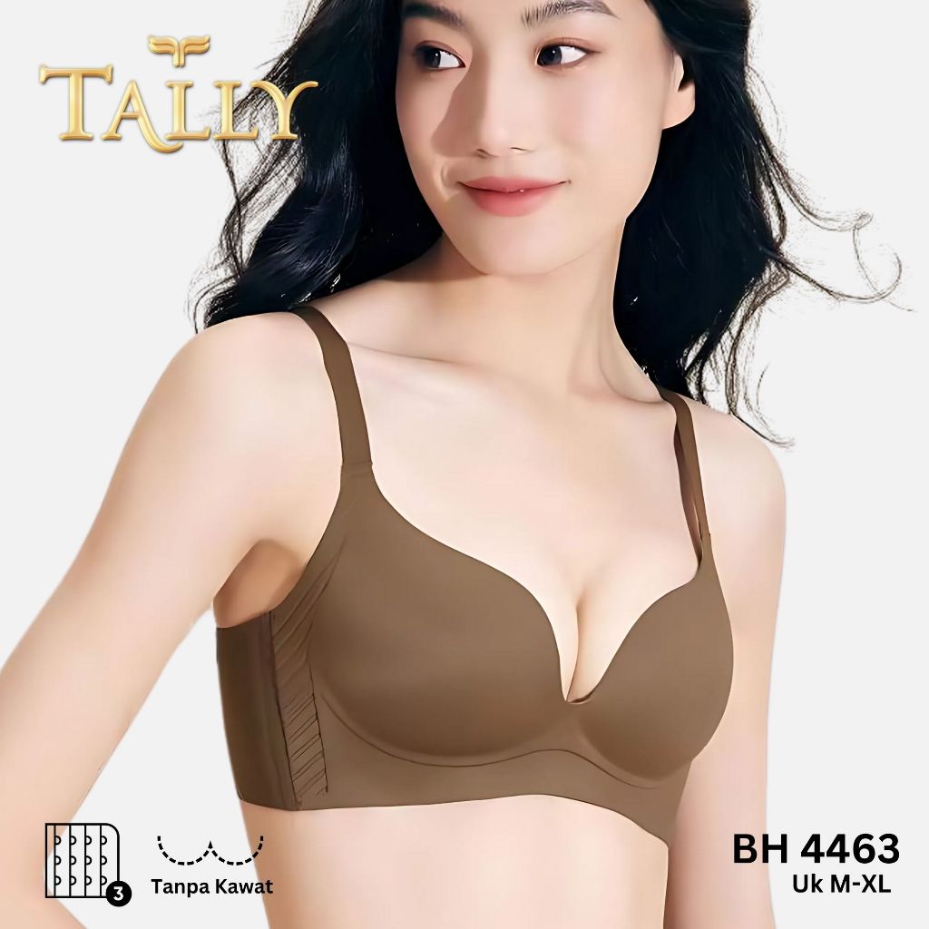 Jual TALLY BH 4463 Bra Wanita Tanpa Kawat Busa Sedang Bahan Nilon CUP B Kait 3 Bra Semi Push Up ...