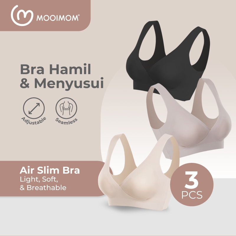 Jual [READY ORDER] MOOIMOM Basic Bra Hamil & Menyusui Air Slim Maternity & Nursing Bra 3pcs ...