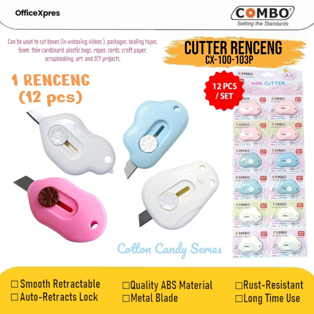 Jual (1 Renceng = 12 Pcs) Mini Cutter Renceng CX-100P / Kater Kecil ...
