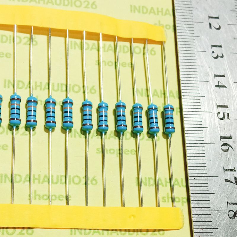 Jual taiwan 100K 1/2W 1% metal film kaki tebal tembaga resistor 100 kilo ohm 1/2w 1 persen ...