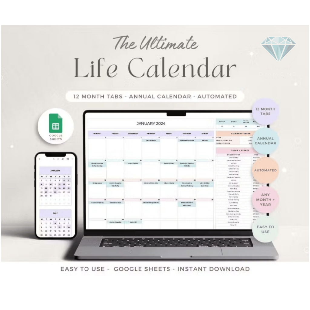 Jual (61) The Ultimate Life Calender - Digital Planner Spreadsheet ...