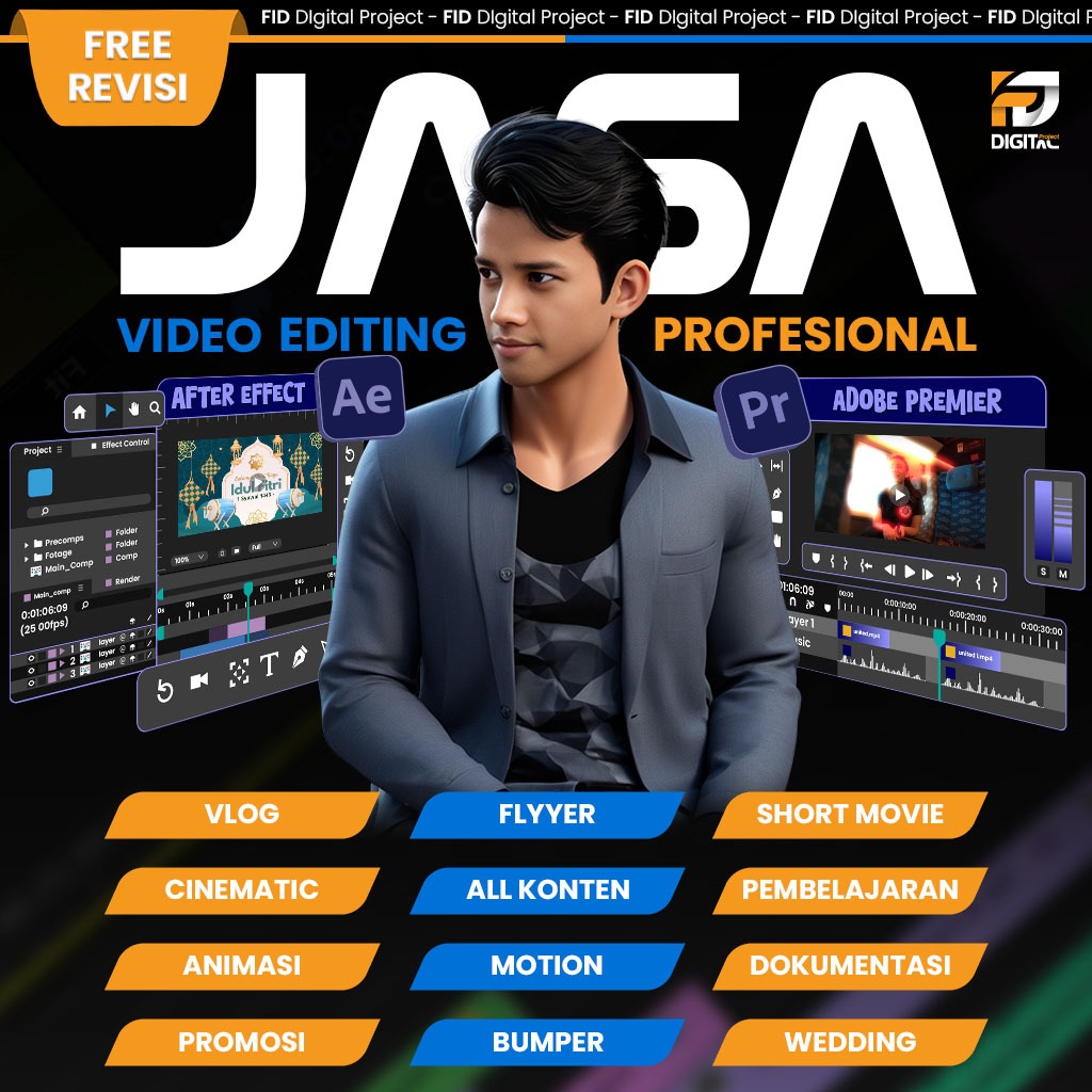 Jual Jasa Edit Video Editing, Vlog, Animasi, konten, bumper, flyer ...