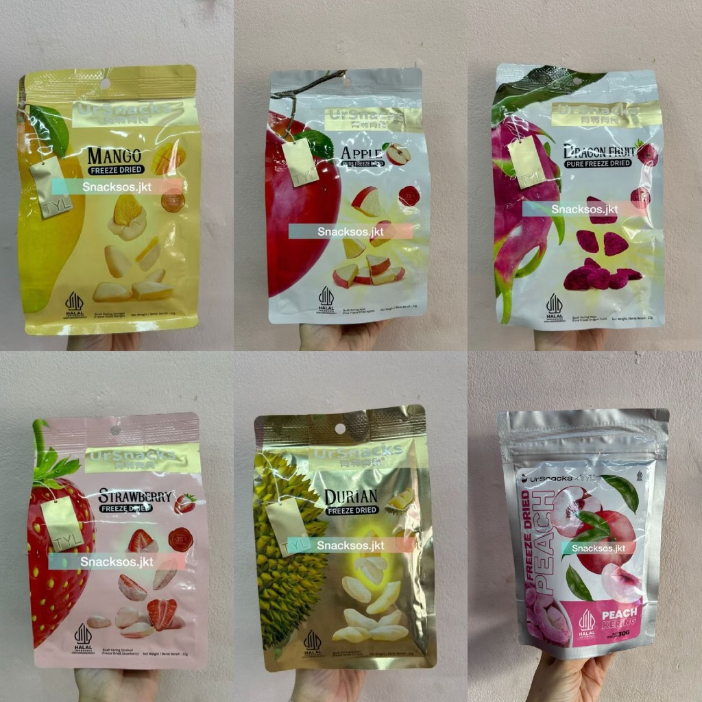 Jual TYL URSNACKS Freeze Dried Pure Apple / Durian Duren Vacuum / Peach / Strawberry / Mango ...