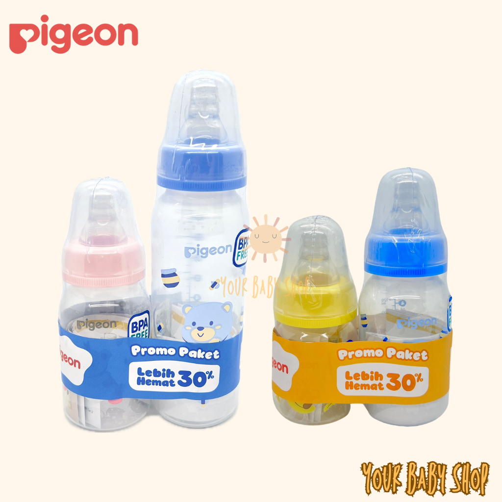 Jual Botol Dot Susu Bayi Pigeon Bundle isi 2 Slim Neck Peristaltic Ulir ...