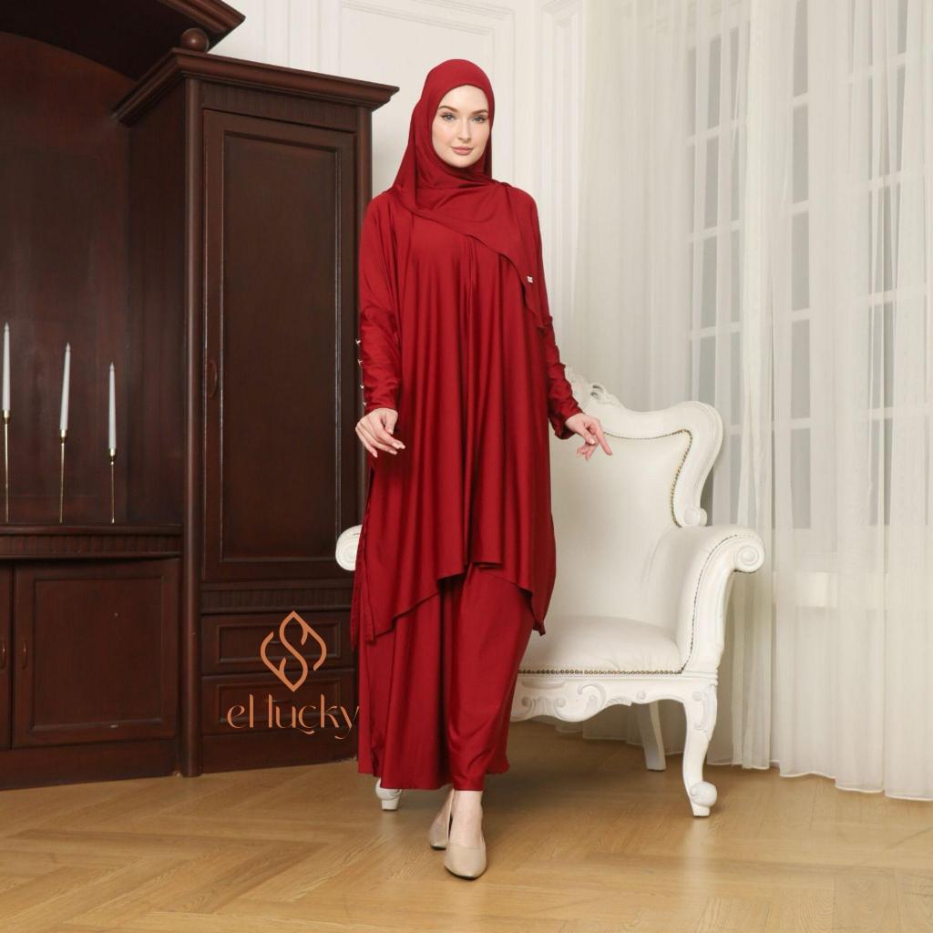 Jual EL Lucky - SETELAN GAMIS TUNIK Set Hijab 3in1 (Set Atasan Bawahan ...
